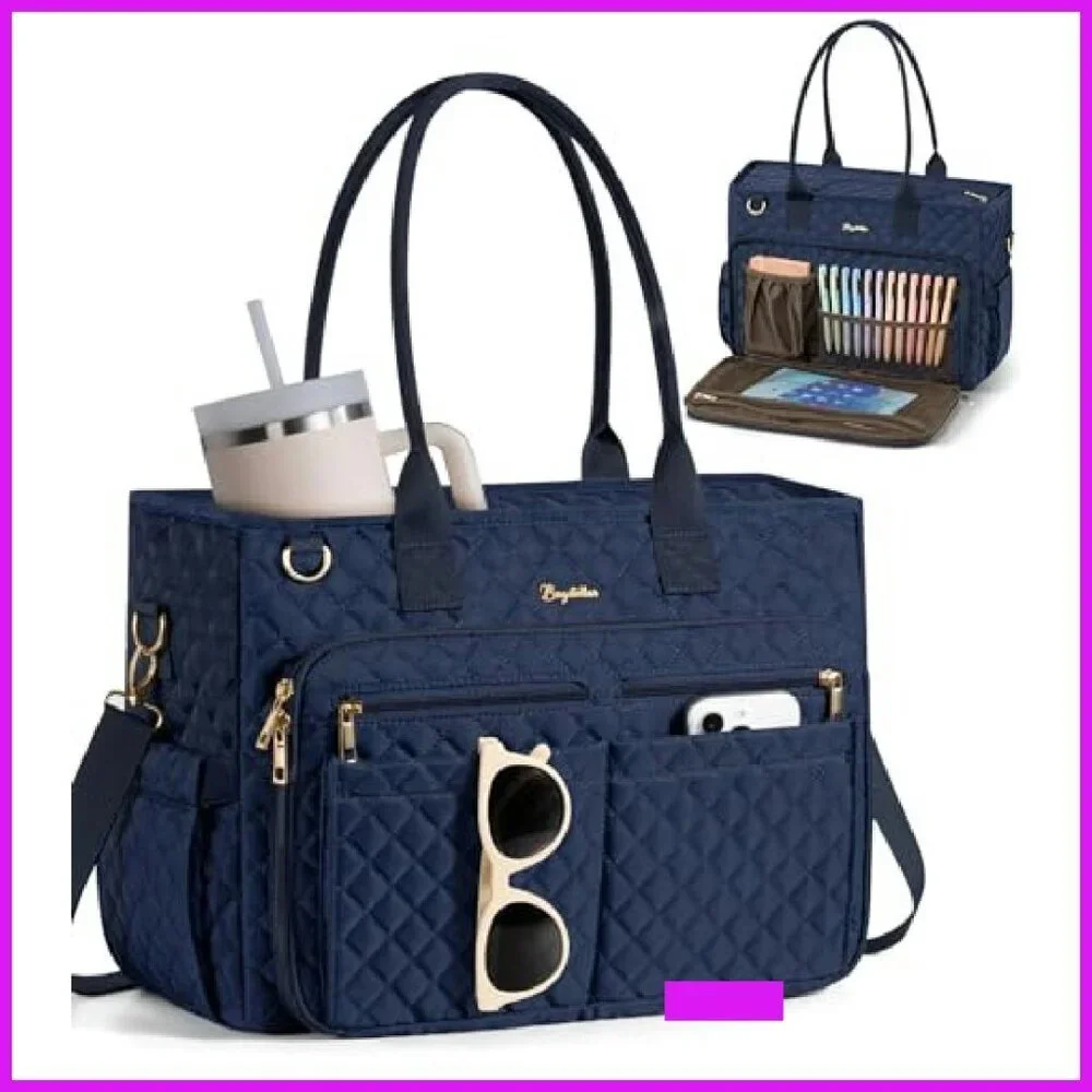 Bags | Quilted Laptop Tote Bag Professional Work Organizer Multiple ...